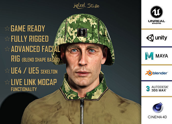 3D model High Quality Realistic Soldier Jungle 03 VR / AR / low-poly ...