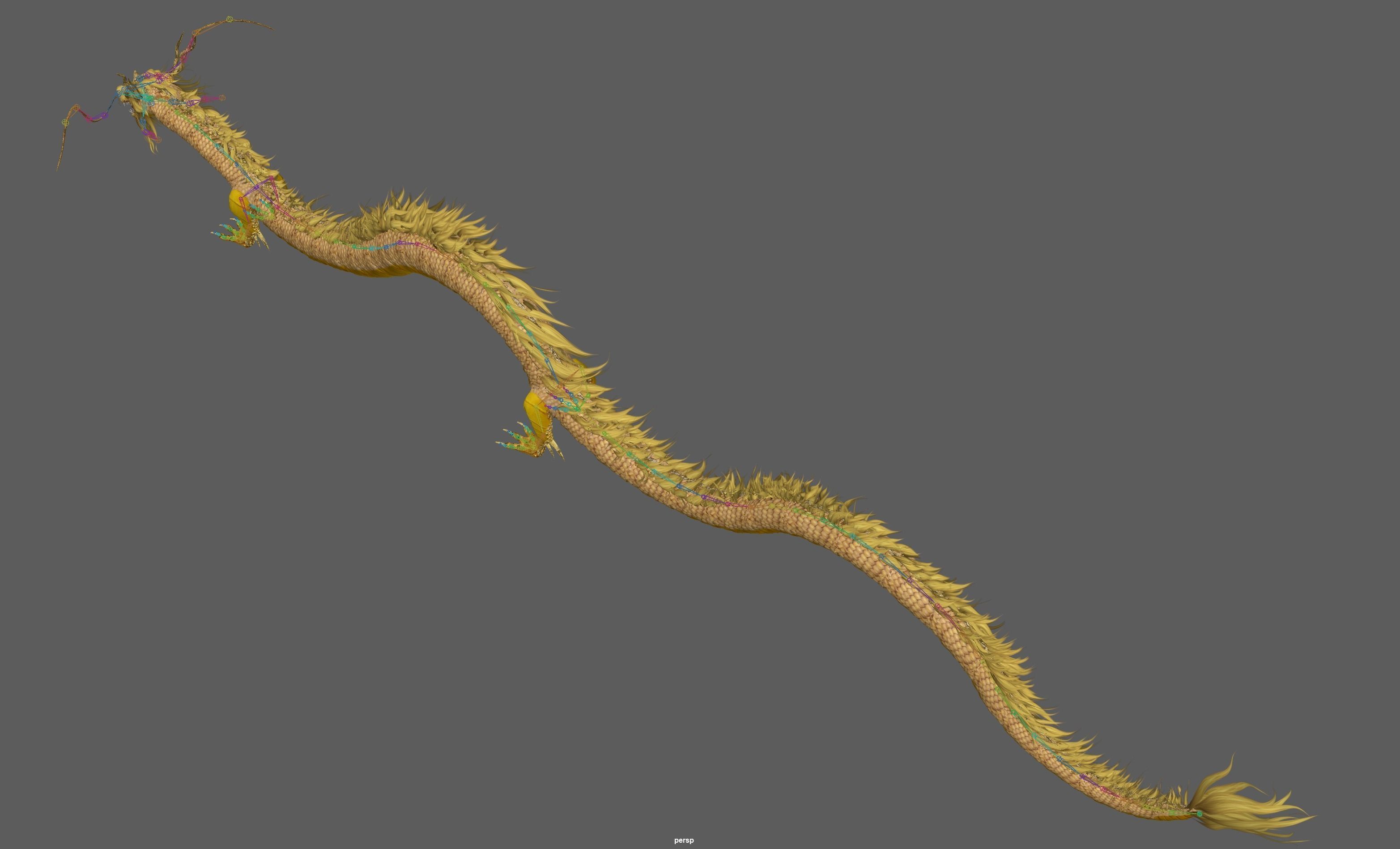 Chinese Dragon Rig 3D model rigged | CGTrader