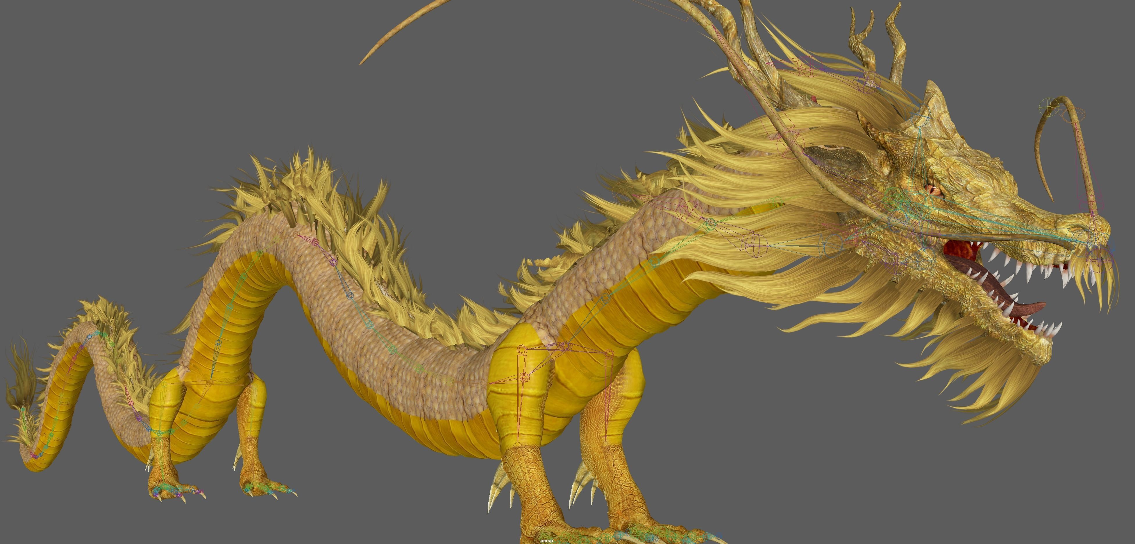 Chinese Dragon Rig 3D model rigged | CGTrader