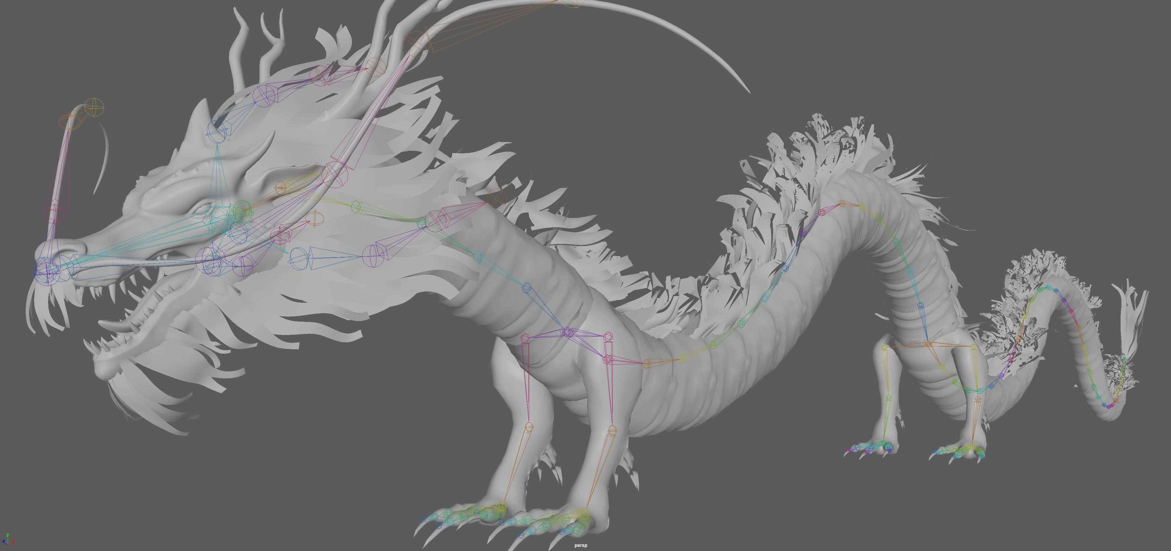 Chinese Dragon Rig 3D model rigged | CGTrader