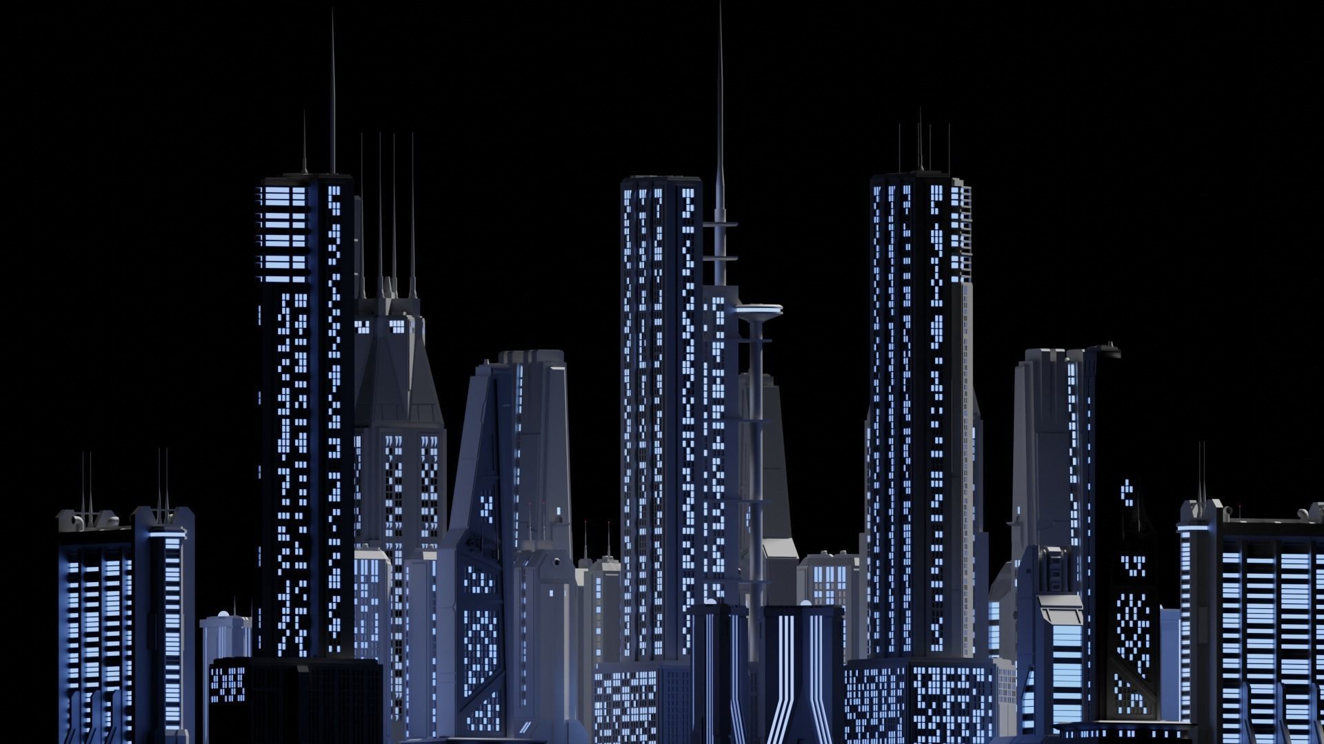 Sci-fi Buildings Kitbash with materials - Futuristic Cyberpunk 3D model ...