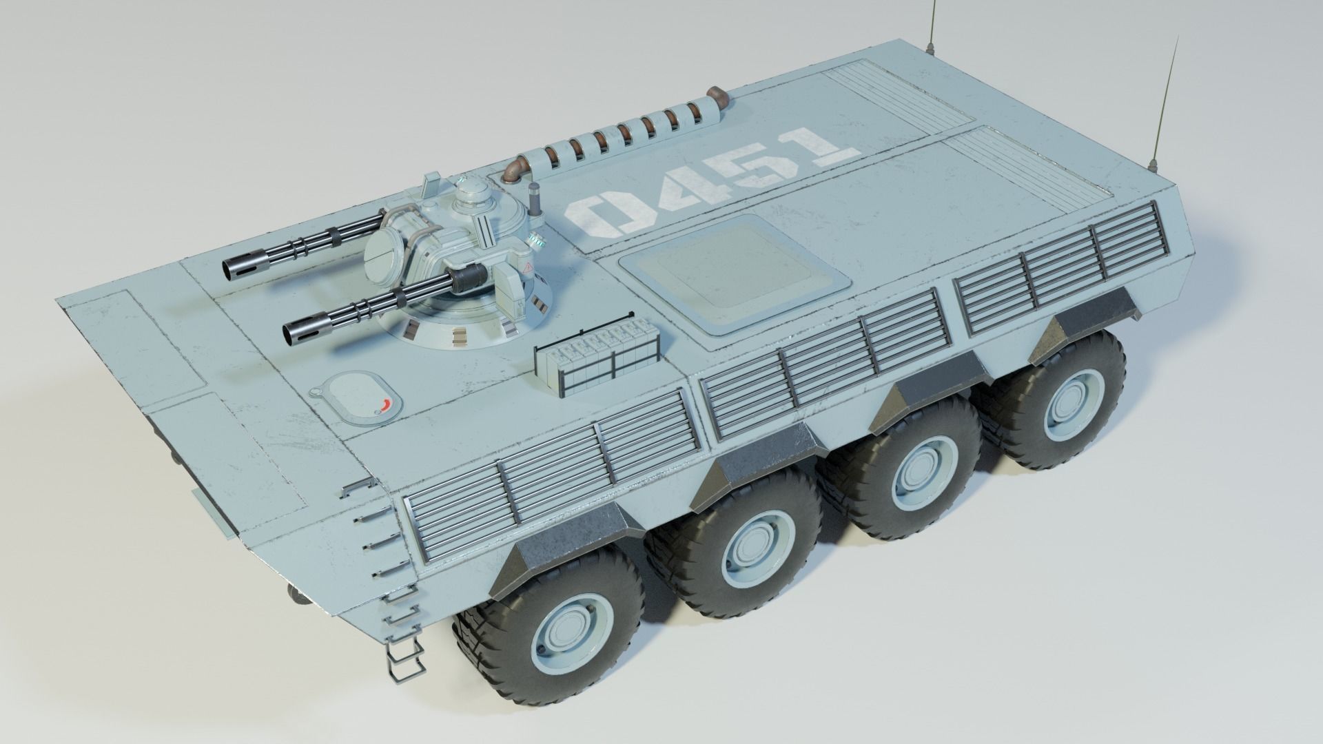 3D model sci-fi armored personnel carrier with turret LowPoly VR / AR ...