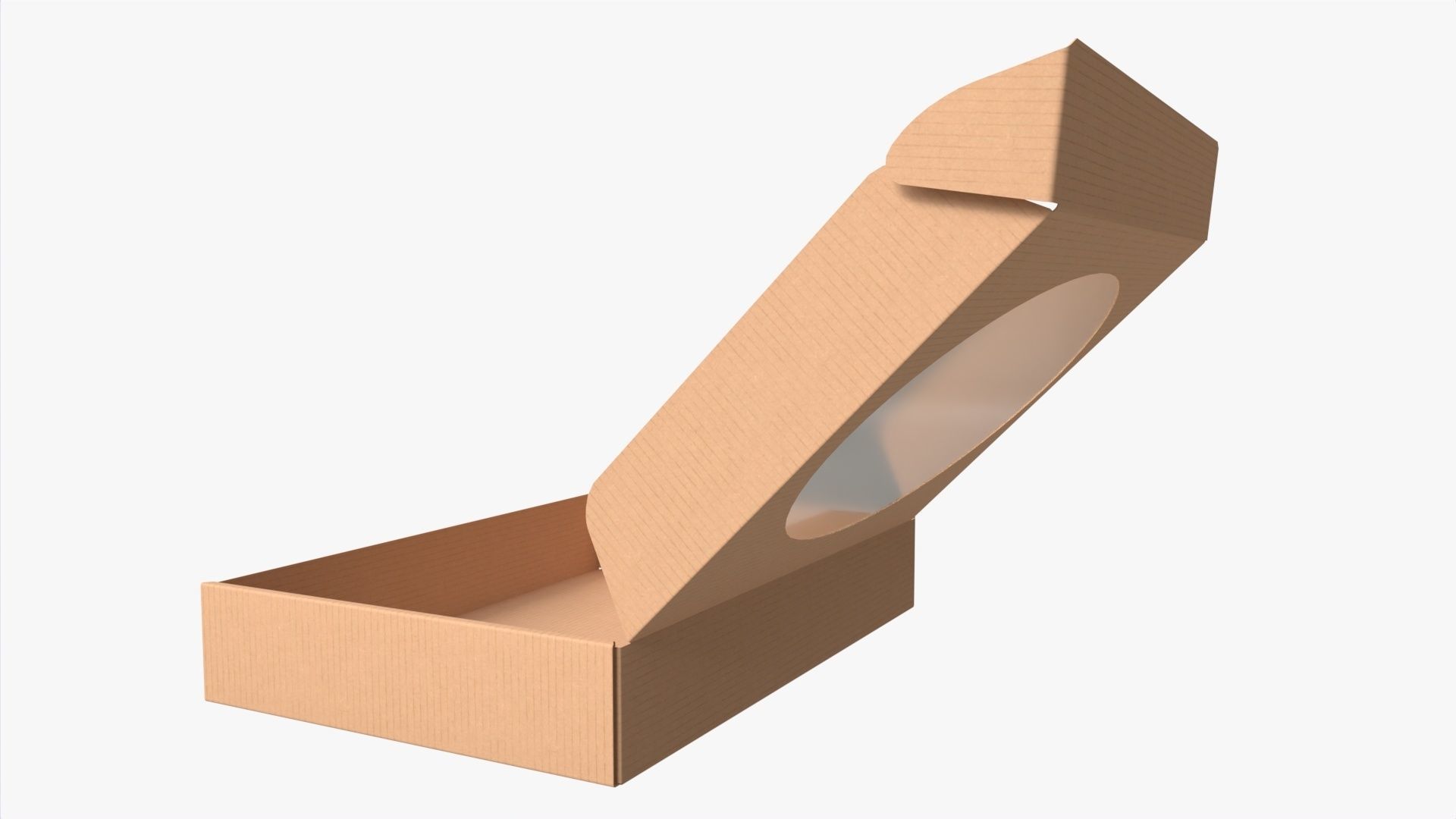 Corrugated Cardboard Box with Window 01 Open 3D model | CGTrader