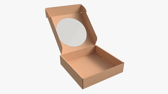 Corrugated Cardboard Box with Window 02 Open 3D model | CGTrader