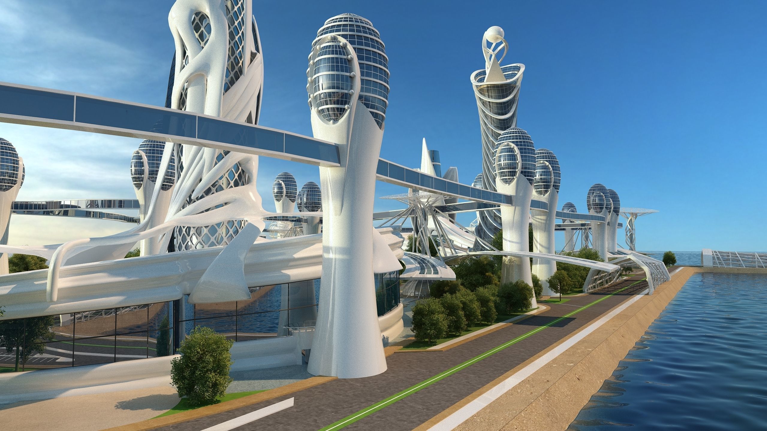 0080 - Future City Island 03 - 2D Drawing - 3ds Files 3D model | CGTrader