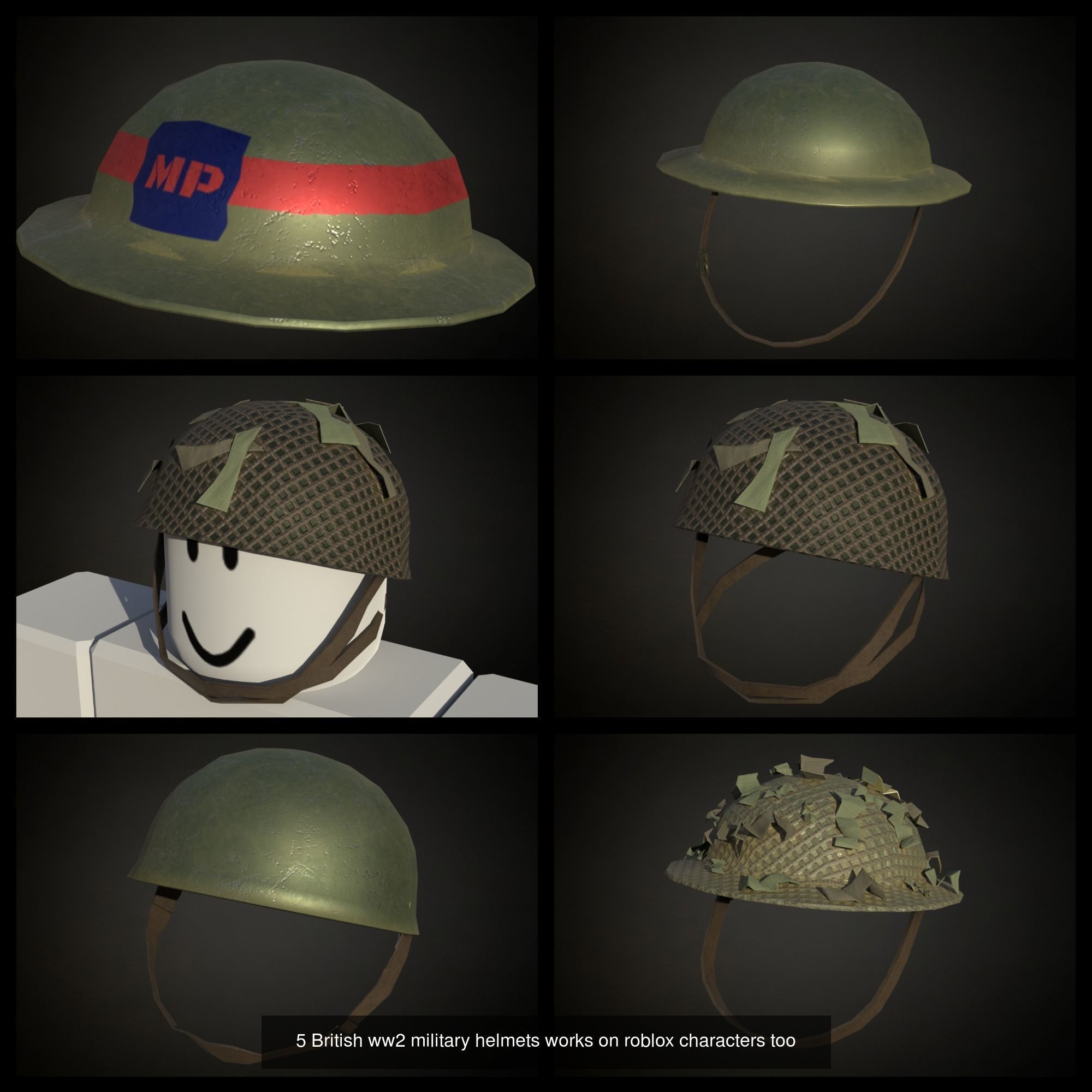 3D Model Collection British ww2 helmets officier hats side caps and ...