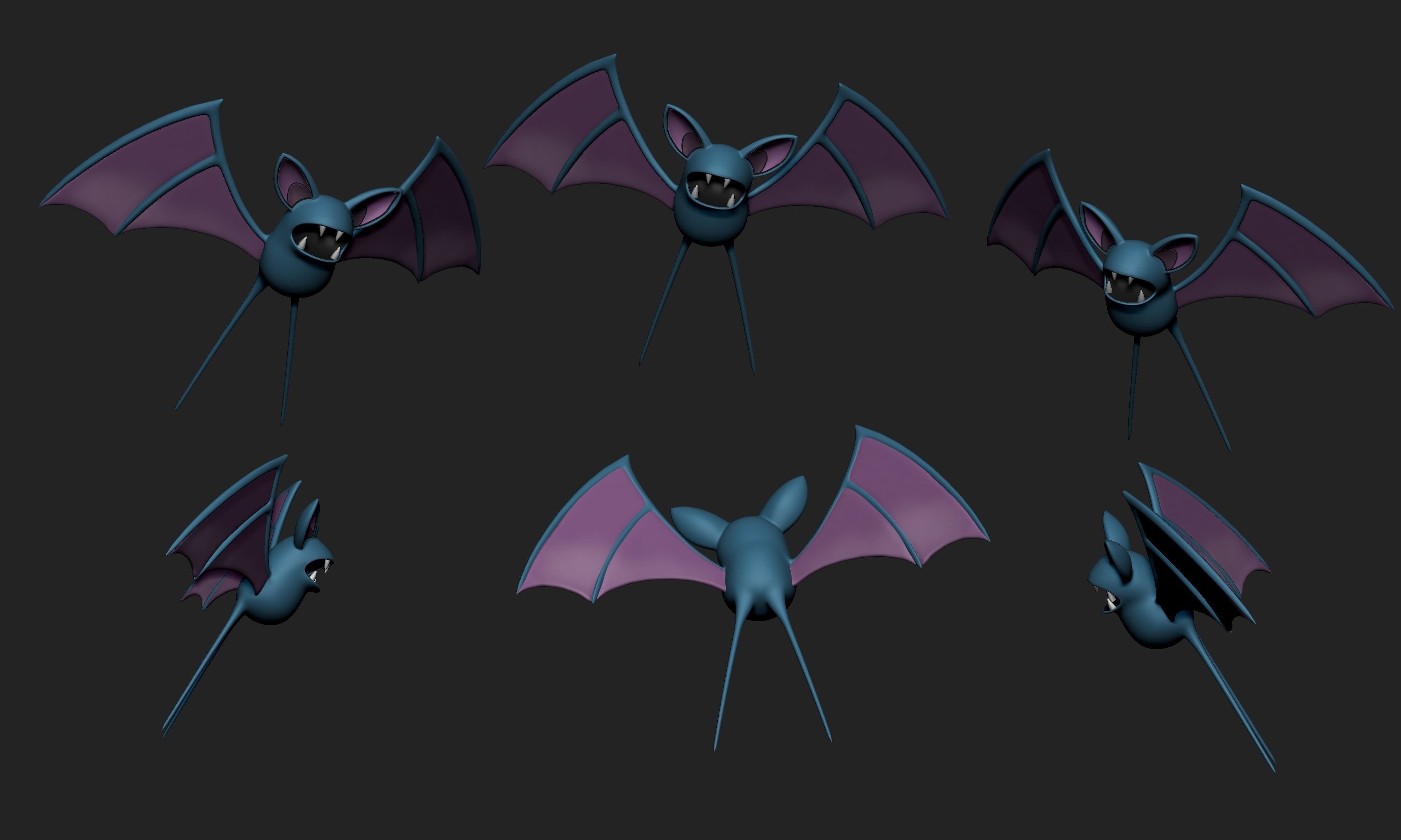 Pokemon - Zubat Golbat and Crobat with 2 poses 3D model 3D printable ...