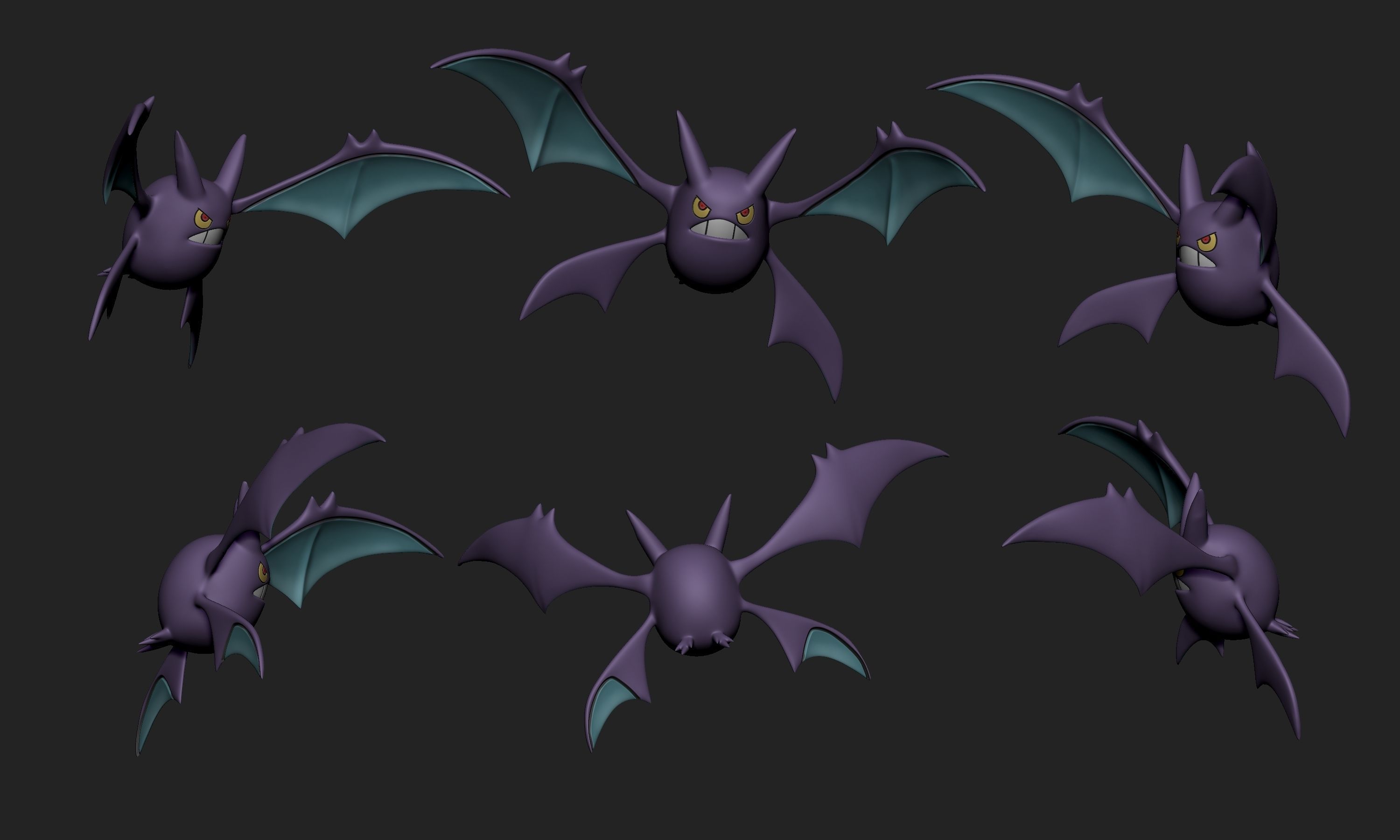 Pokemon - Zubat Golbat and Crobat with 2 poses 3D model 3D printable ...