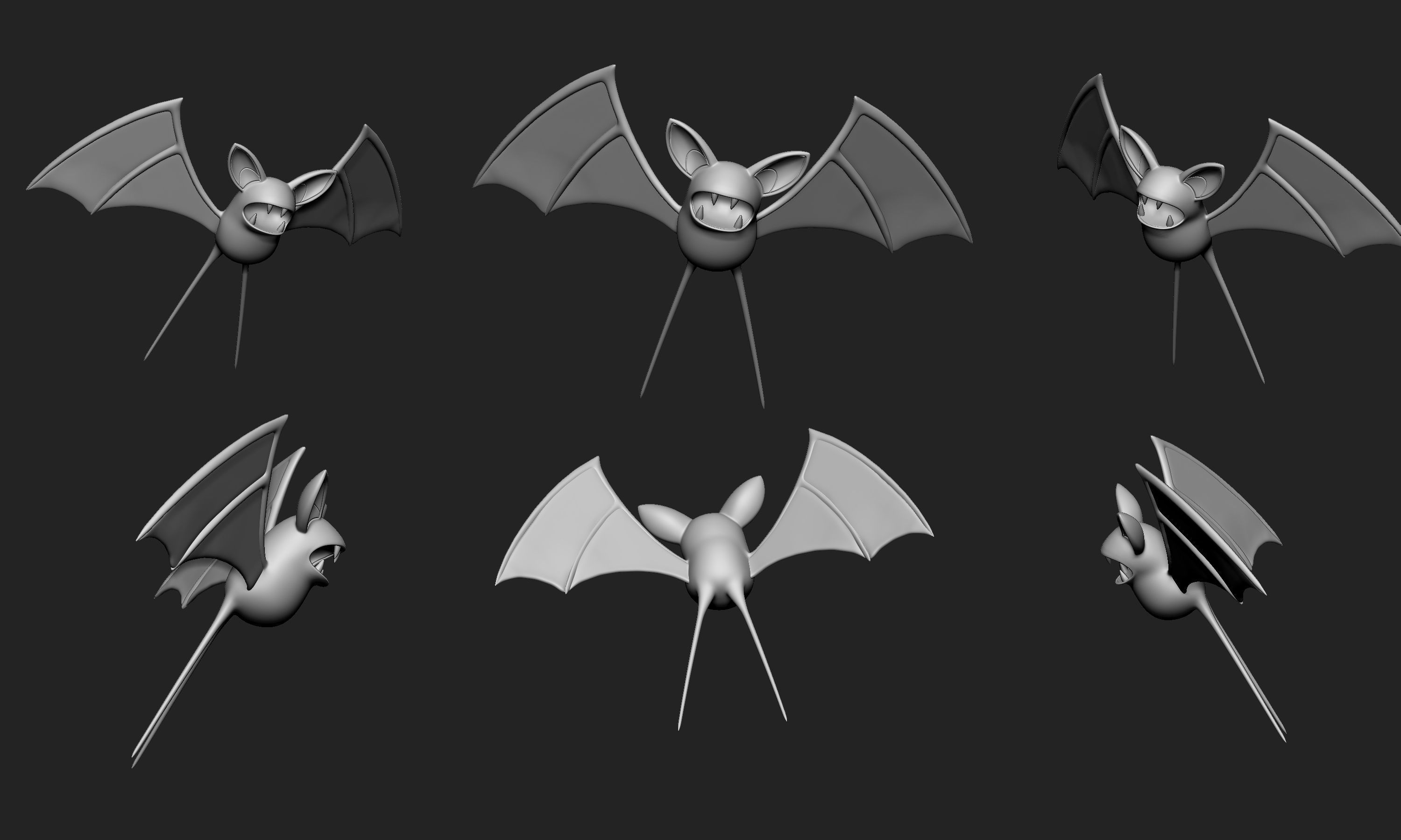 Pokemon - Zubat Golbat and Crobat with 2 poses 3D model 3D printable ...