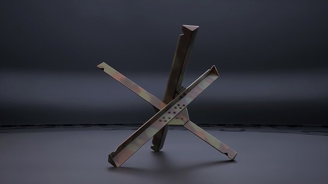 3D model Military Czech hedgehog - anti-tank barrier VR / AR / low-poly ...