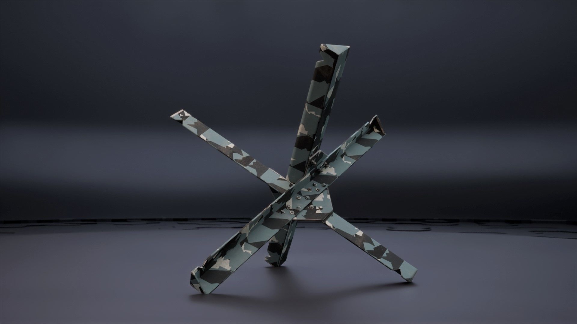 3D model Military Czech hedgehog - anti-tank barrier VR / AR / low-poly ...