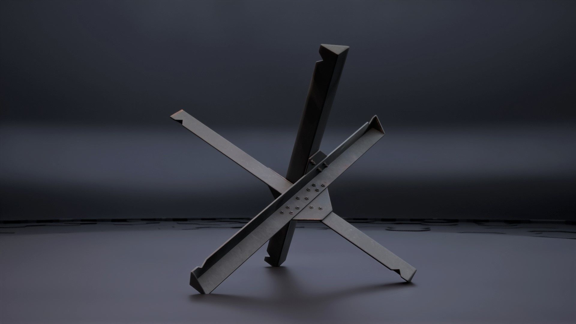 3D model Military Czech hedgehog - anti-tank barrier VR / AR / low-poly ...