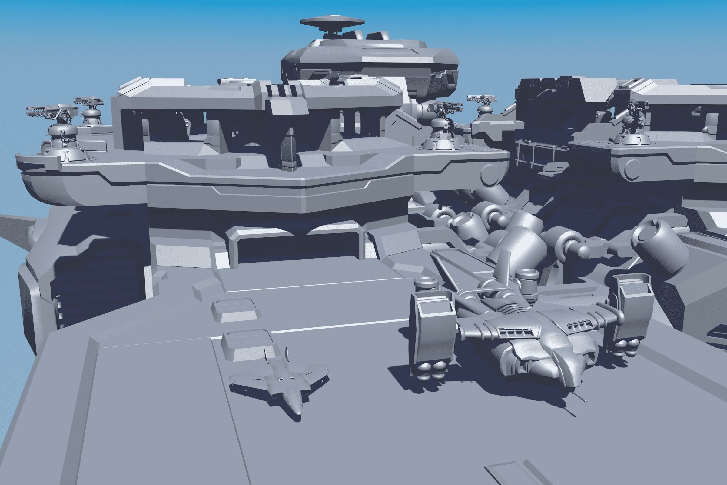 3D model Futuristic Aircraft Base Carrier VR / AR / low-poly | CGTrader