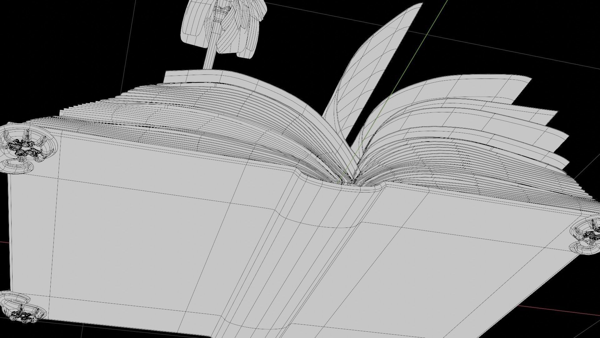 3D model old book with quill 8k pbr textures VR / AR / low-poly | CGTrader