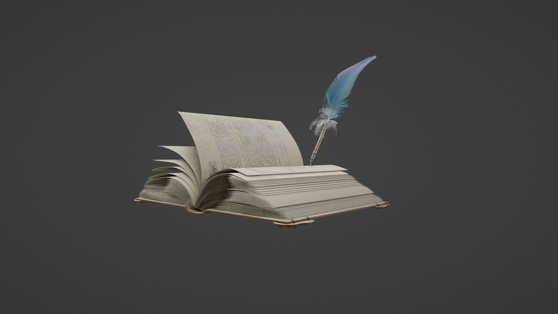 3D model old book with quill 8k pbr textures VR / AR / low-poly | CGTrader
