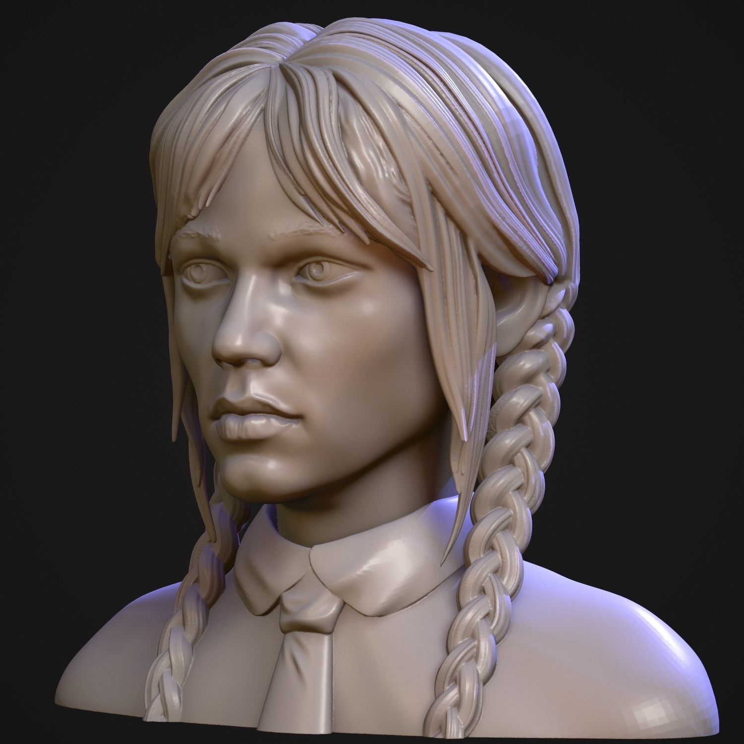 Wednesday Addams Bust 3D model 3D printable | CGTrader