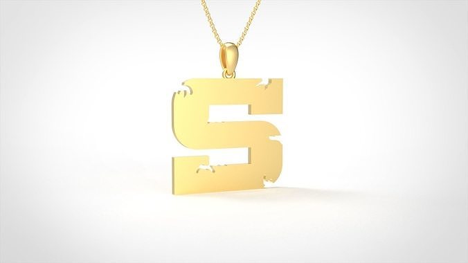 Model 943 S Crack Initial Letter Alphabet Pendant 3D model 3D printable ...