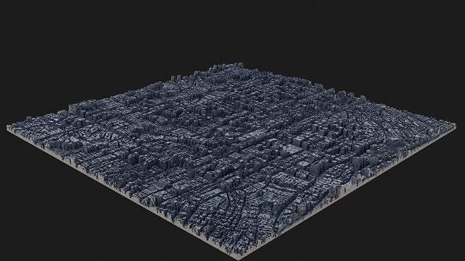 Sci-fi city from heightmap generator Blender Geometry Nodes 3D model ...