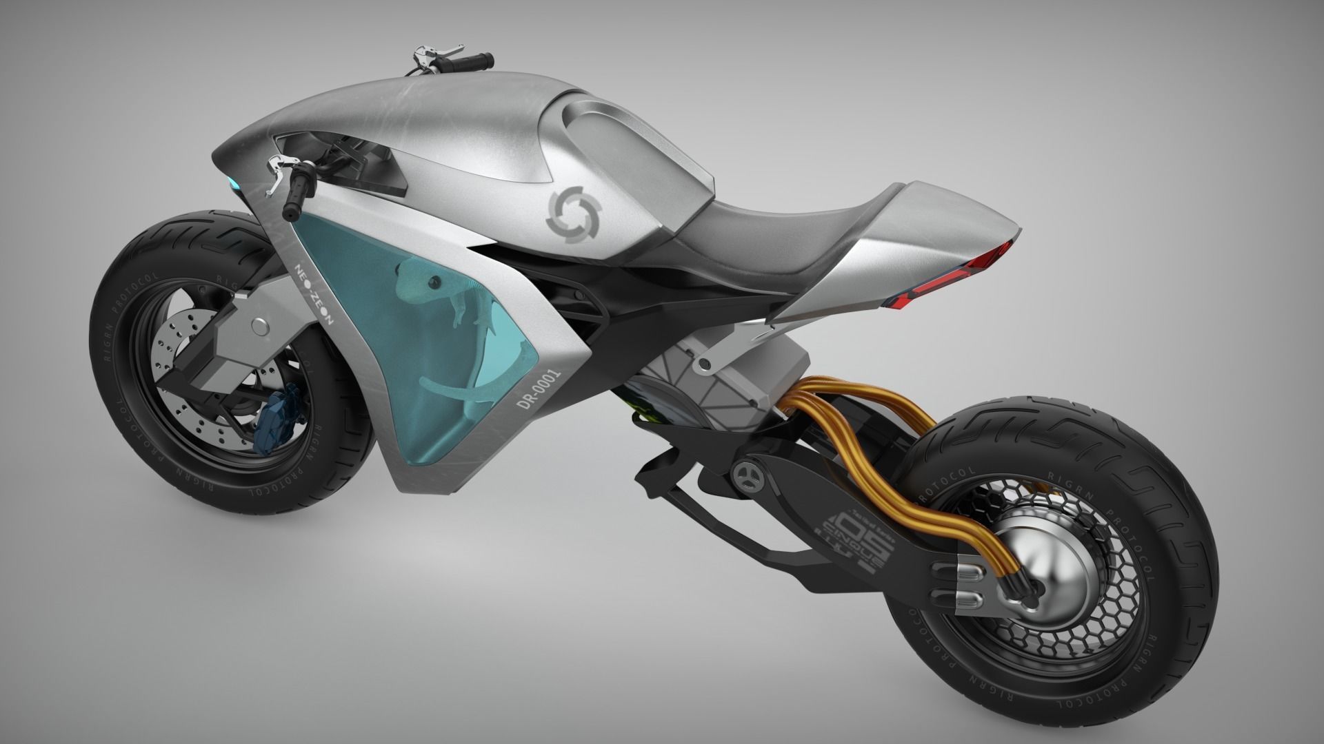Scifi moto Sport Bike tech motorcycle futuristic concept turbos 3D ...