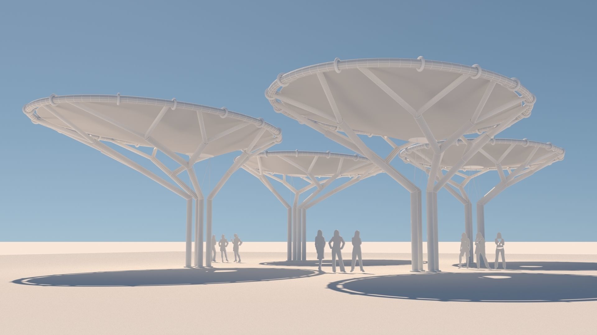 Tensile Membrane Structure 3D model | CGTrader