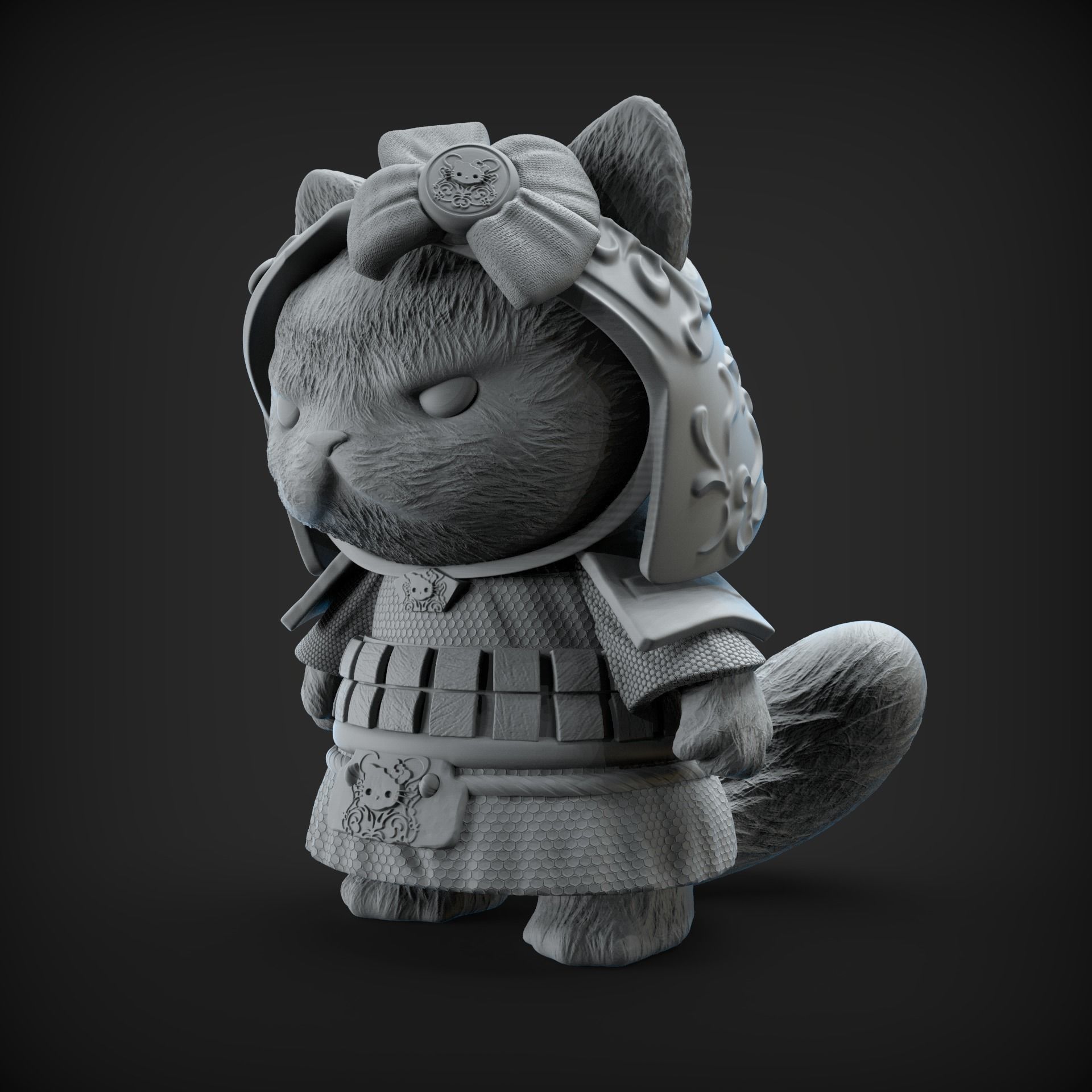Hello Kitty samurai 3D model 3D printable | CGTrader