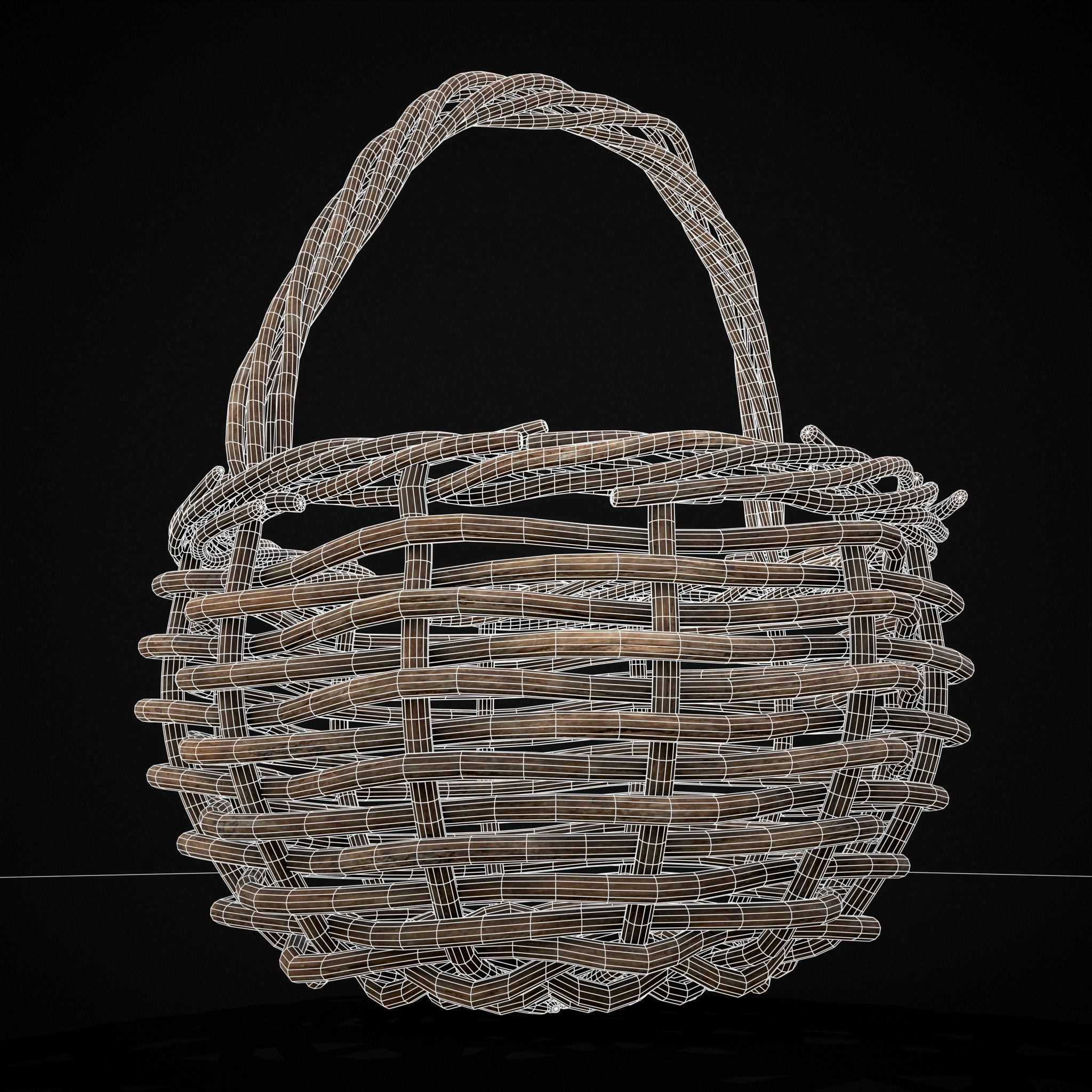 3D model Wooden Root Basket VR / AR / low-poly | CGTrader