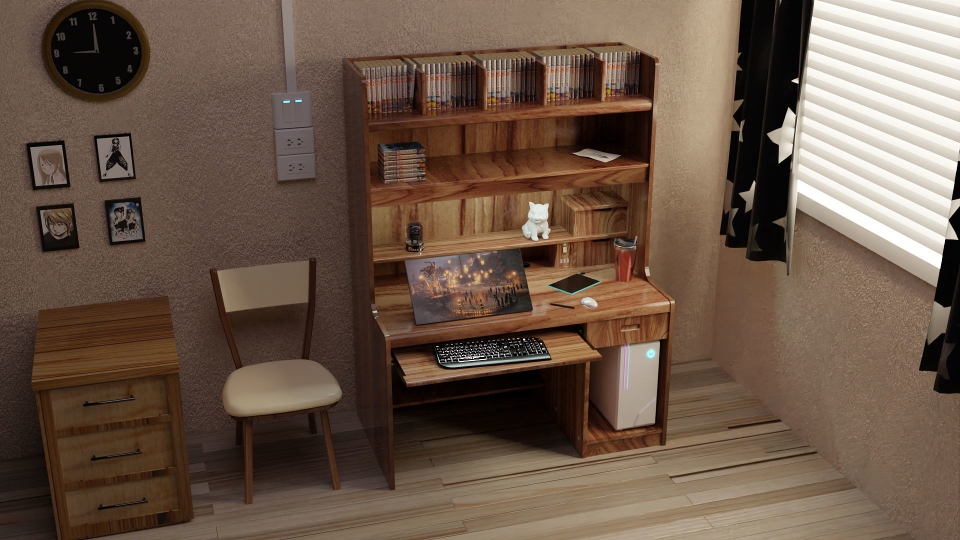 3D 90s Writing Desk 3D model | CGTrader