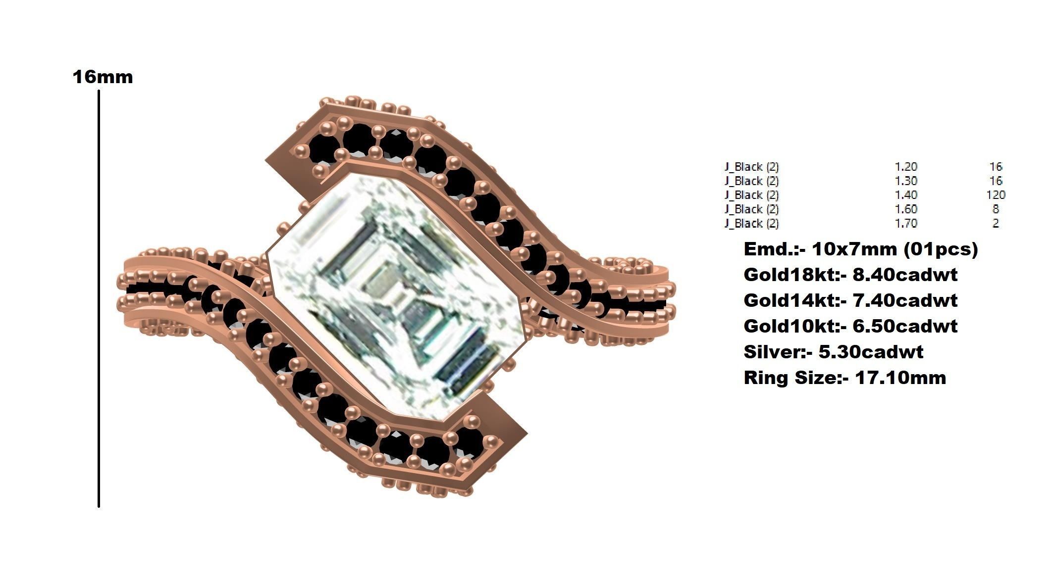 Emerald Cut Tension Setting Bypass Ring 3D model 3D printable | CGTrader Emerald Cut Tension Setting Bypass Ring 3D model 3D printable | CGTrader