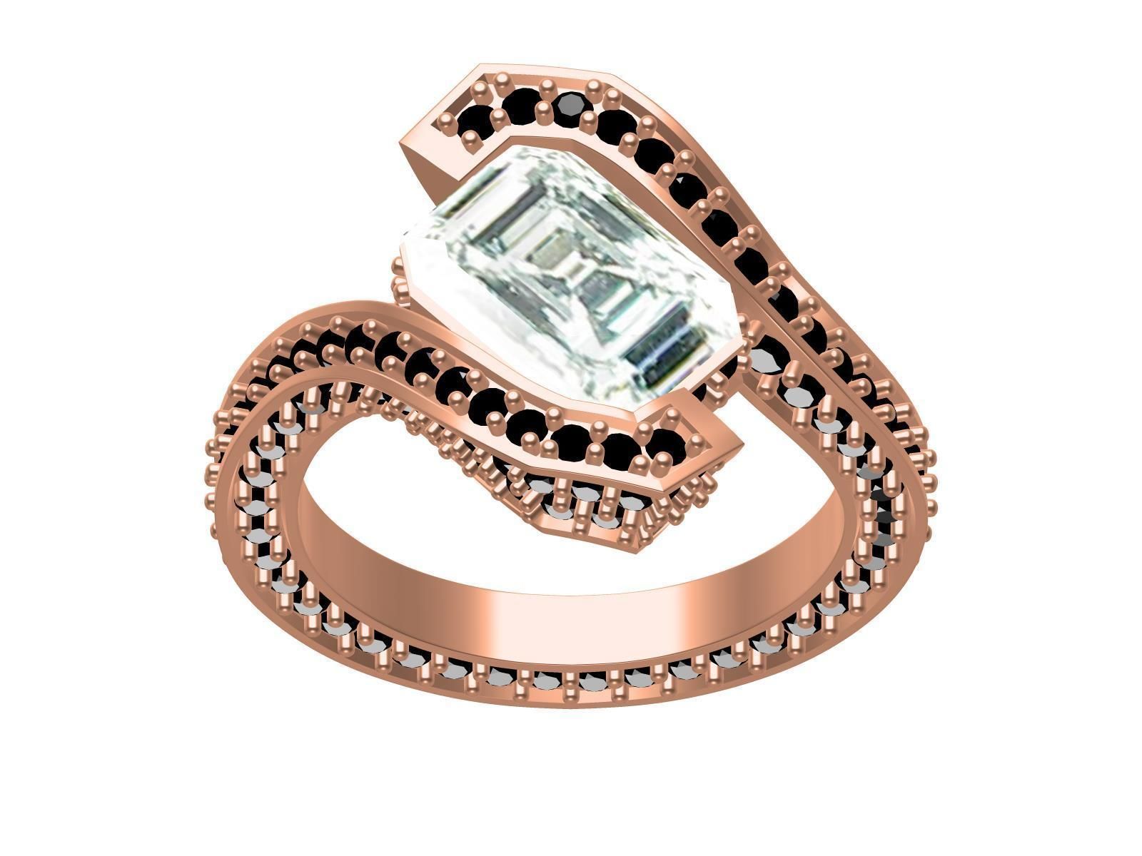 Emerald Cut Tension Setting Bypass Ring 3D model 3D printable | CGTrader Emerald Cut Tension Setting Bypass Ring 3D model 3D printable | CGTrader