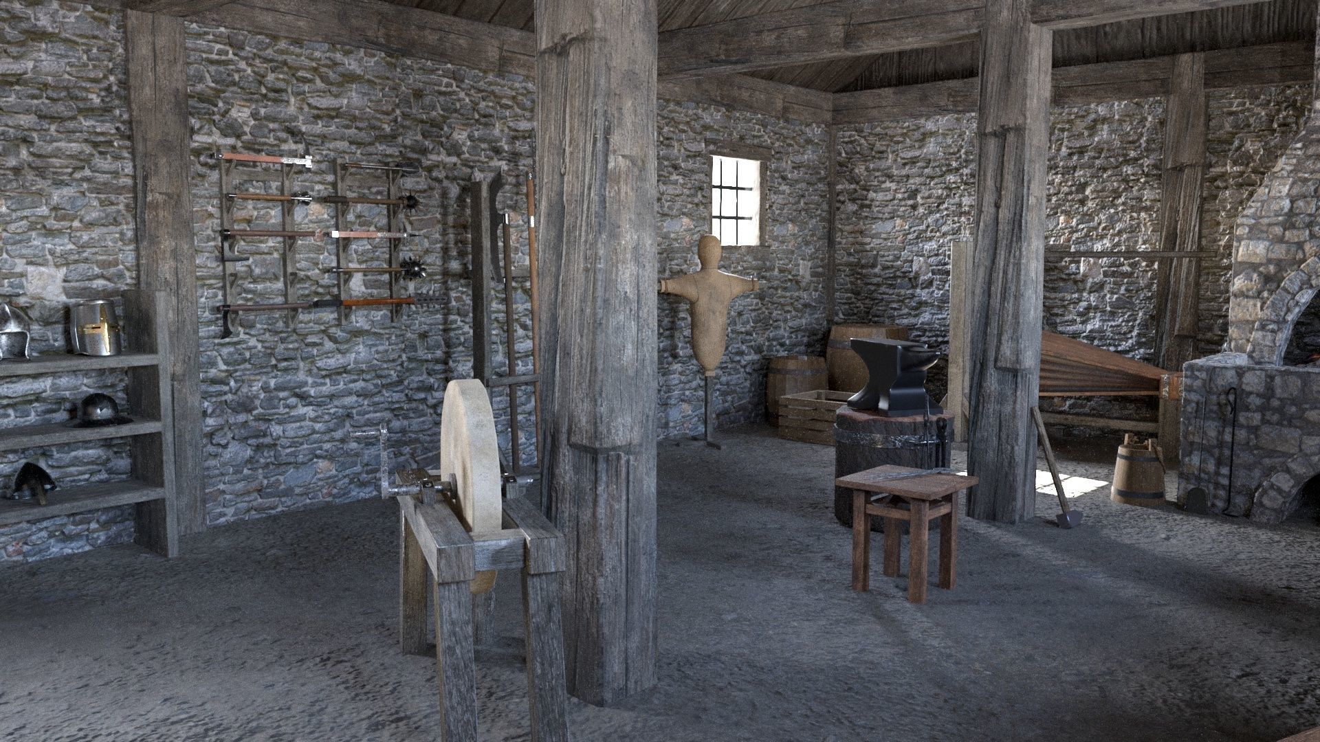 Medieval Armory and Smithy Building 3D model | CGTrader
