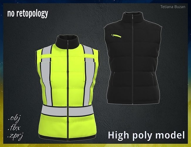 Uniform Women double sided vest 3D model | CGTrader