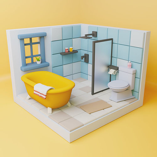 Cartoon Bathroom 3D model | CGTrader