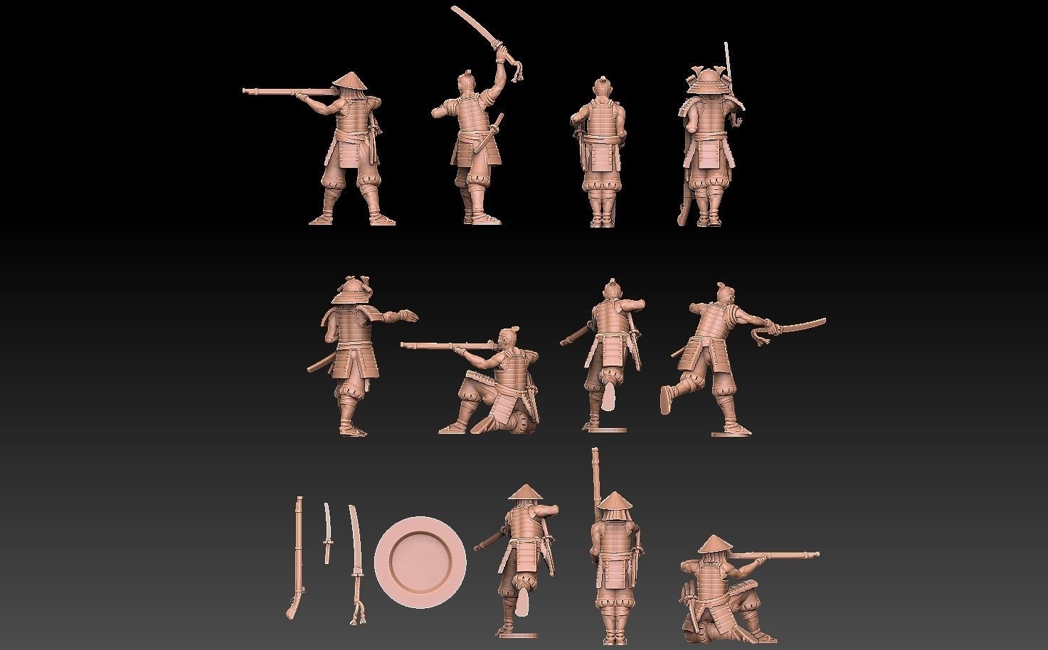Ashigaru Musket Regiment ROYALTY FREE VERSION 3D model 3D printable ...