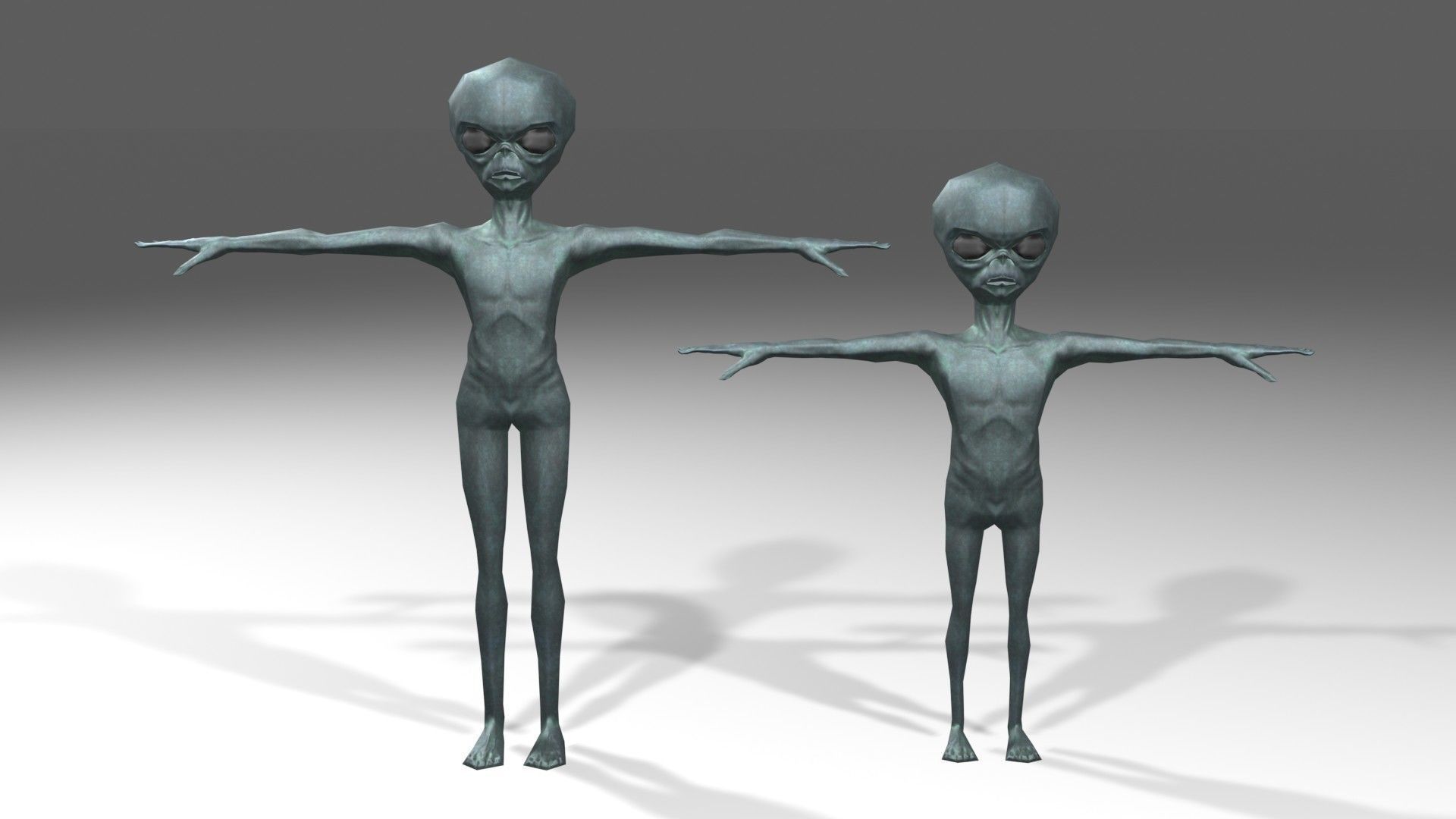 3D model Grey Alien Super lowpoly 4K Normal map Texture Small and Tall ...