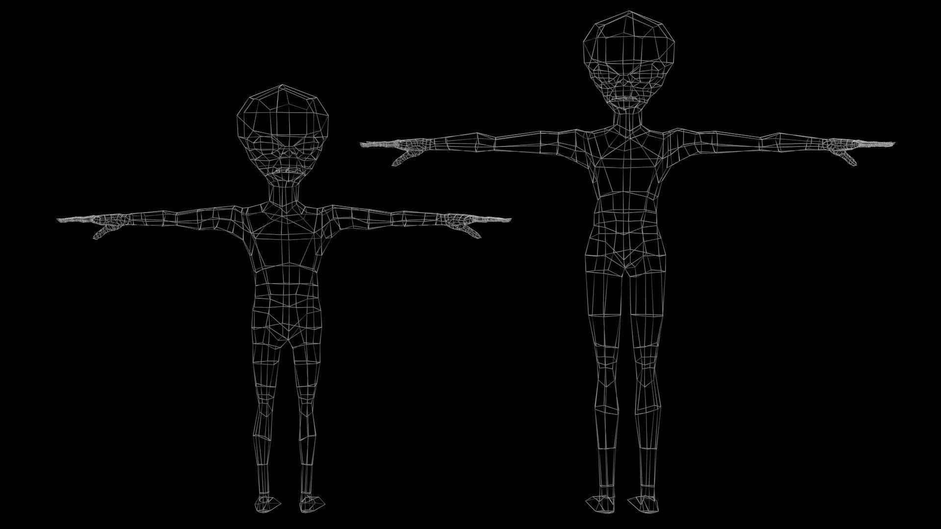 3D model Grey Alien Super lowpoly 4K Normal map Texture Small and Tall VR / AR / low-poly | CGTrader