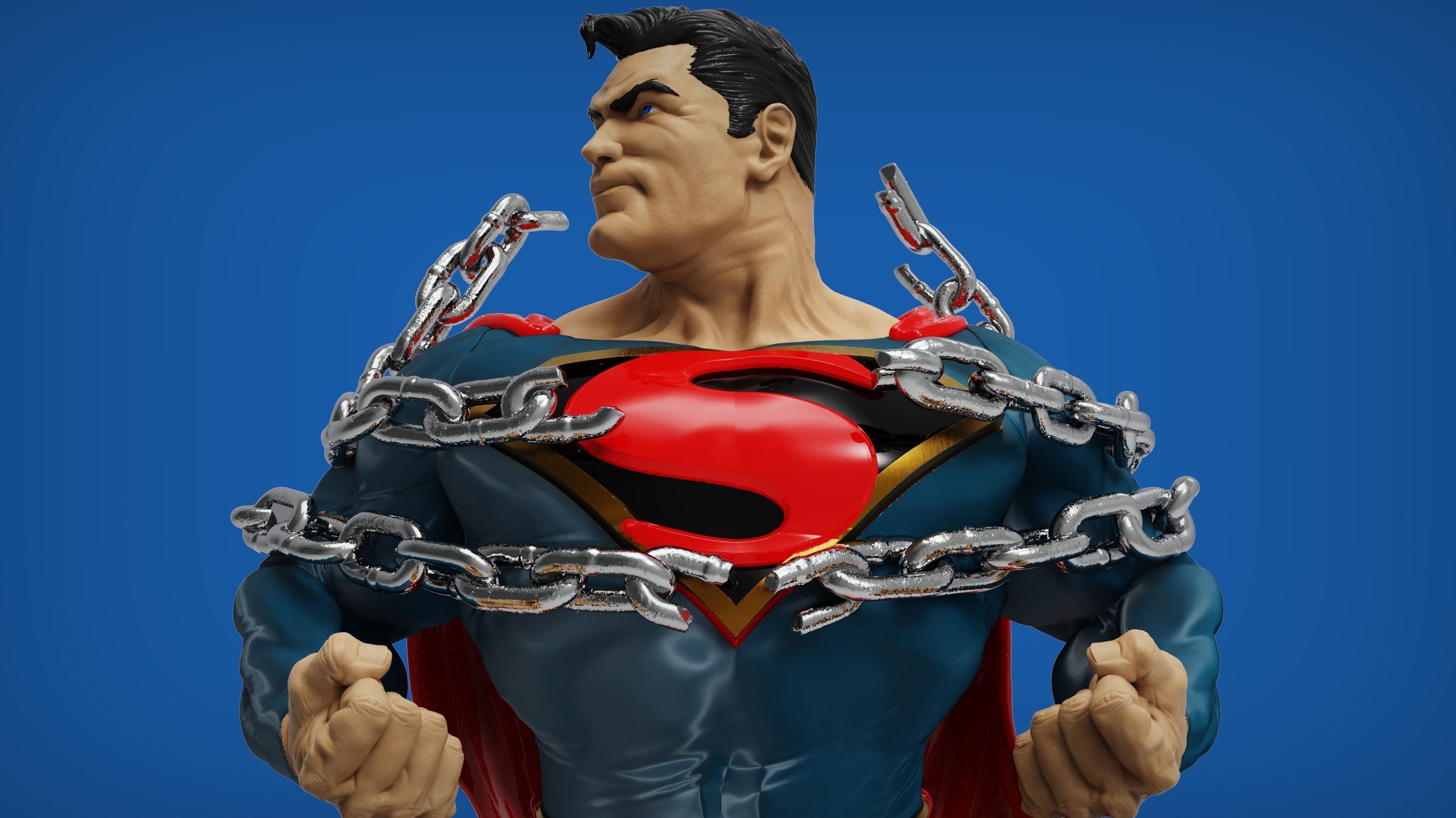 Superman Breaking Chains 3D model 3D printable | CGTrader