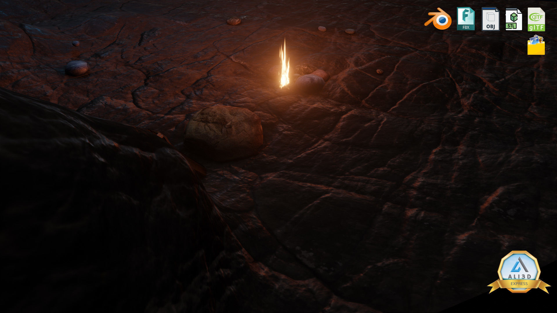 3D model Spooky cave with an animated Fire VR / AR / low-poly | CGTrader