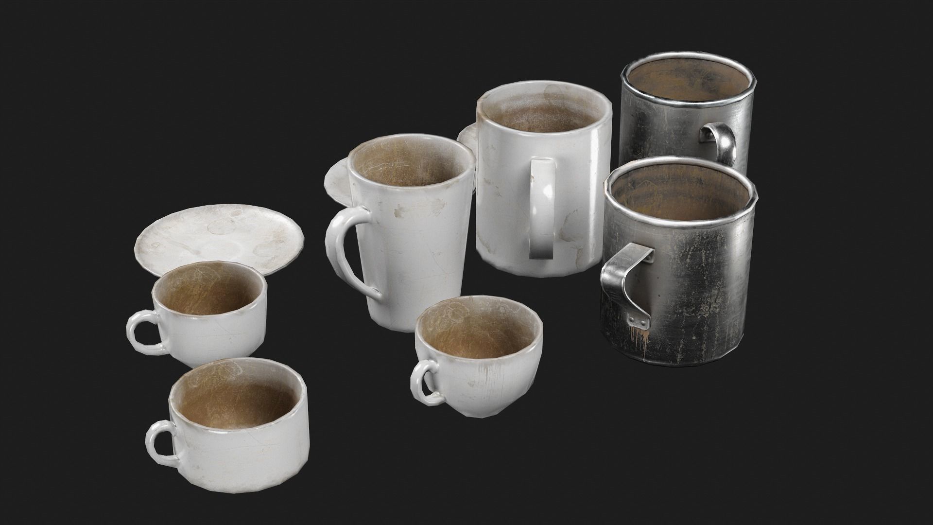 3D model Dirty cups VR / AR / low-poly | CGTrader