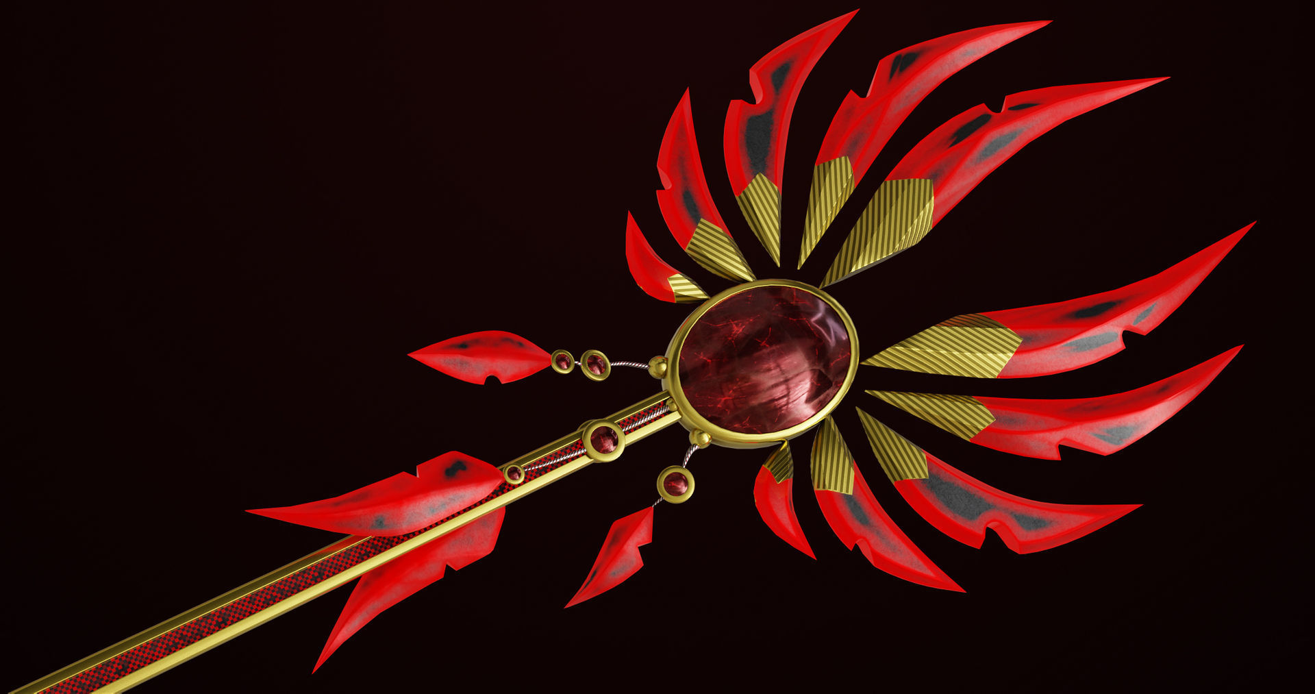 3D model Red Fantasy Trident 08 All PBR Unity UE Textures VR / AR / low ...