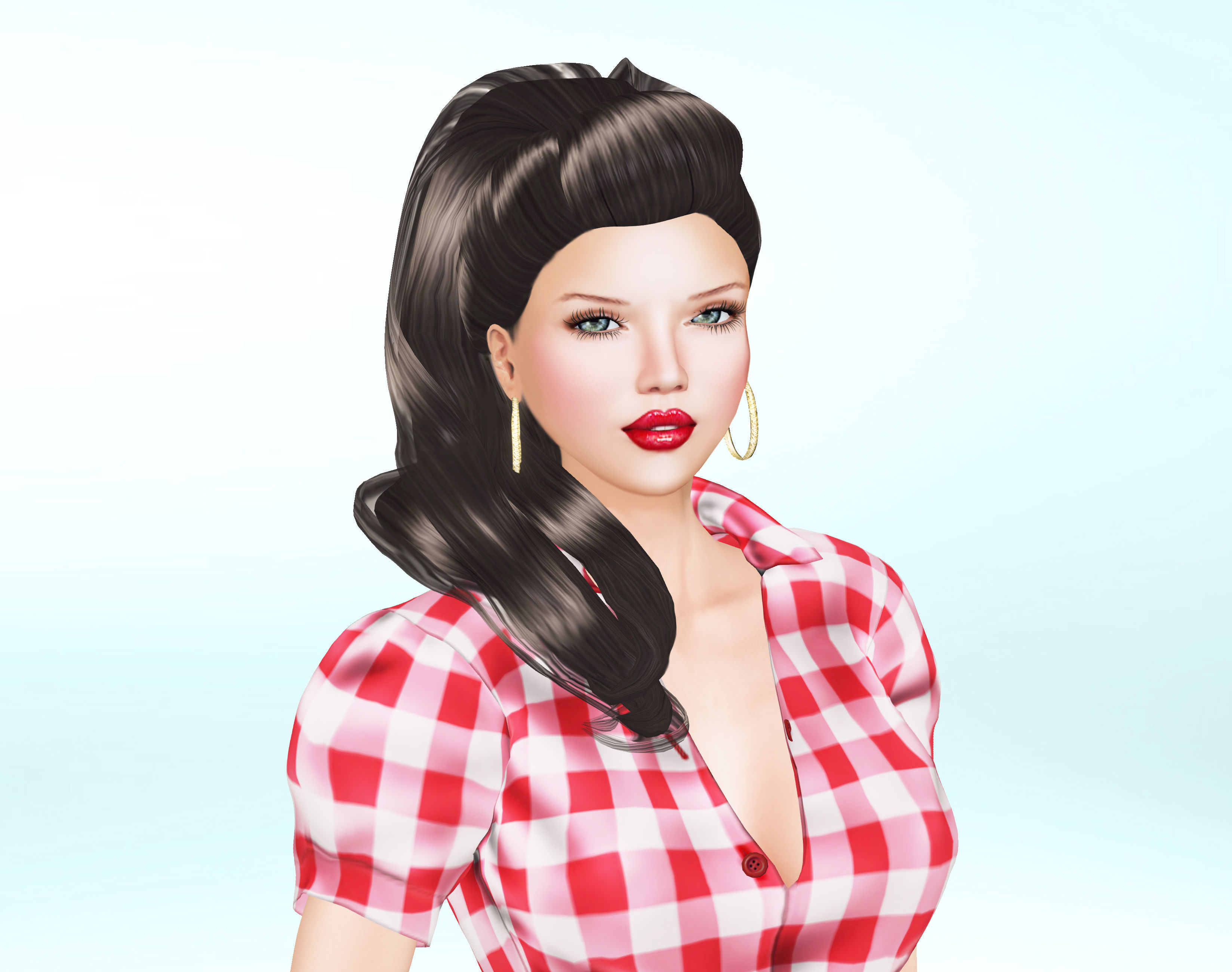 3D model Bella Retro Pin Up Ponytail Hair VR / AR / low-poly | CGTrader