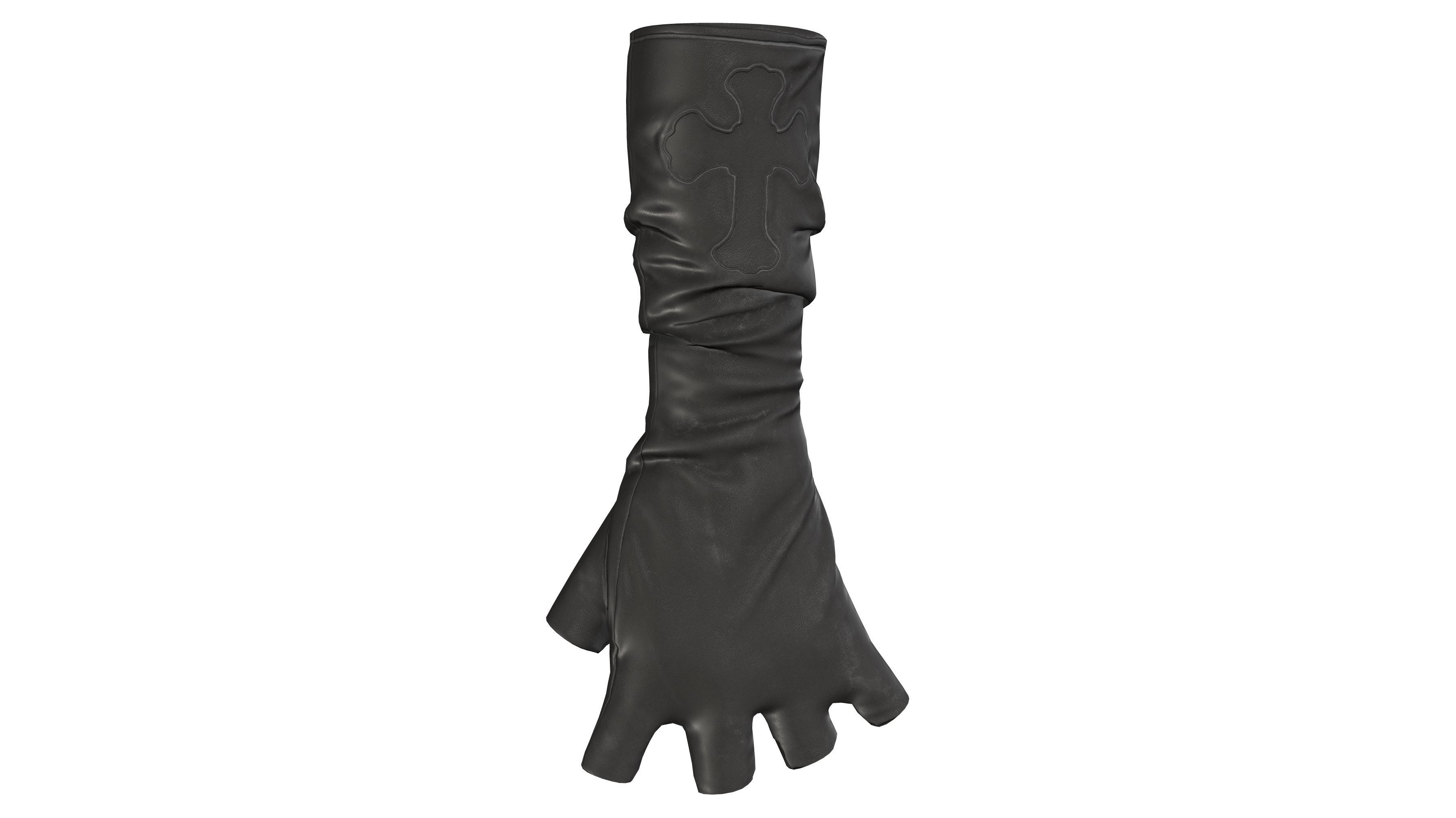 3D model Black Leather Fingerless Gloves VR / AR / low-poly | CGTrader