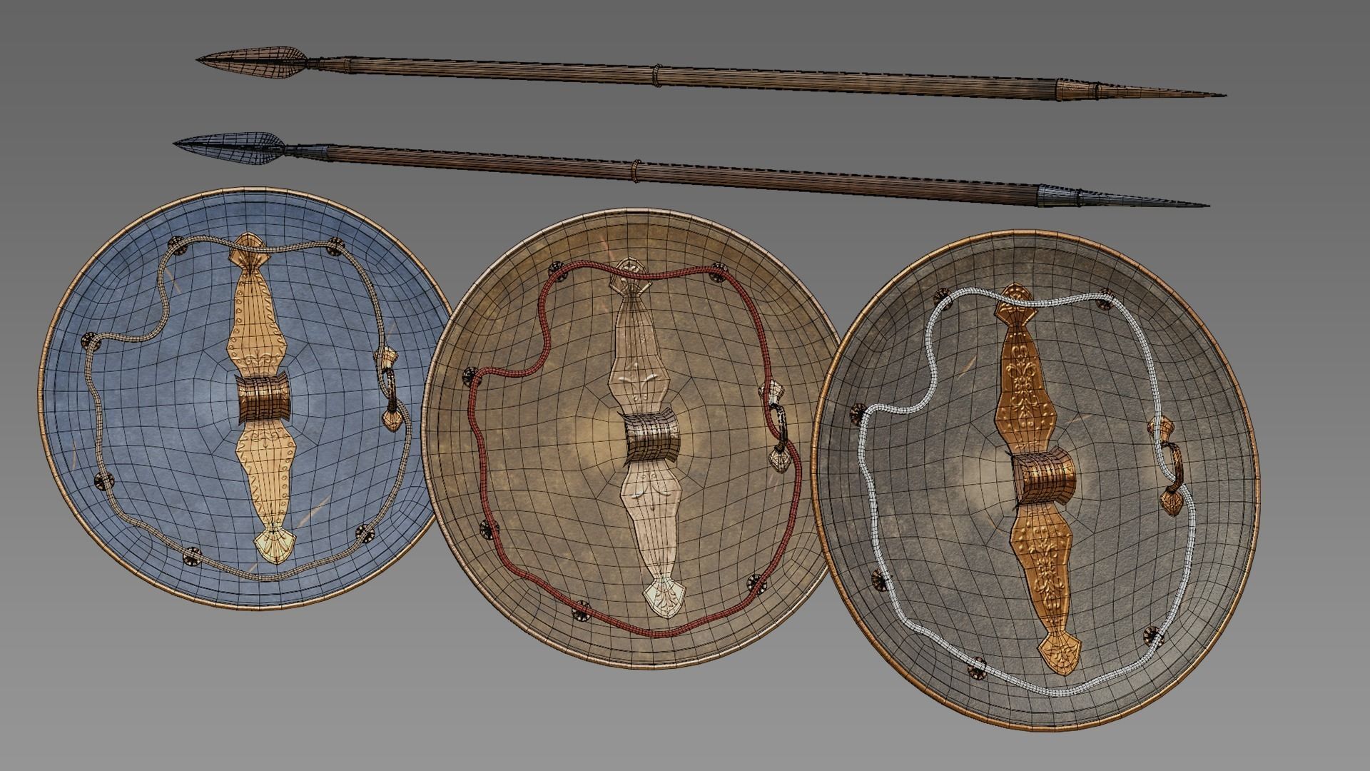 3D model Low-Poly Game Ready Ancient Greek Battle Gear Pack VR / AR ...