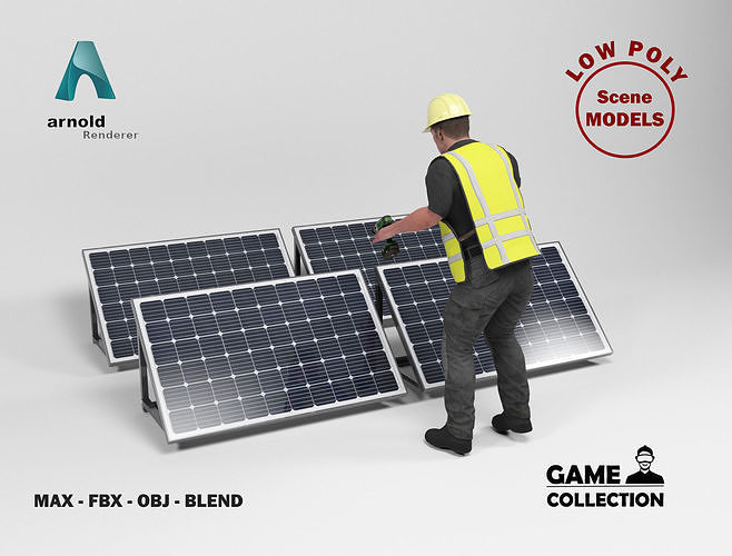 3D model Solar Installation VR / AR / low-poly | CGTrader