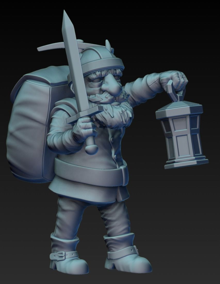 Dwarf Miner Miniature 3D model 3D printable | CGTrader