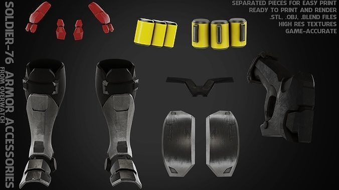 Overwatch Soldier-76 Armor and Accessories for Cosplay 3D model 3D ...