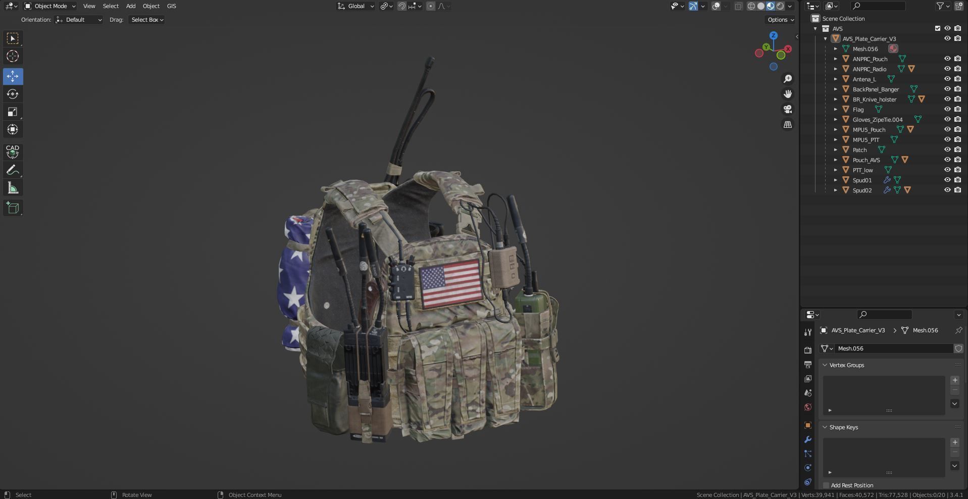 3D model AVS PLATE CARRIER V3 VR / AR / low-poly | CGTrader