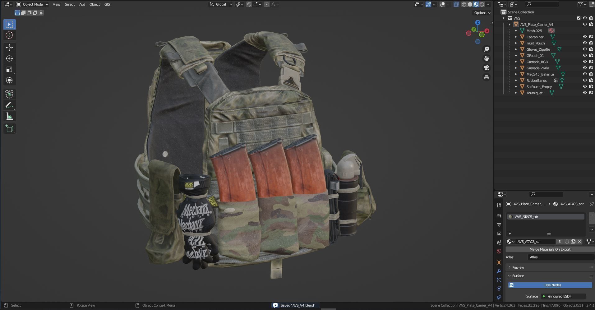 3D model AVS PLATE CARRIER V4 VR / AR / low-poly | CGTrader