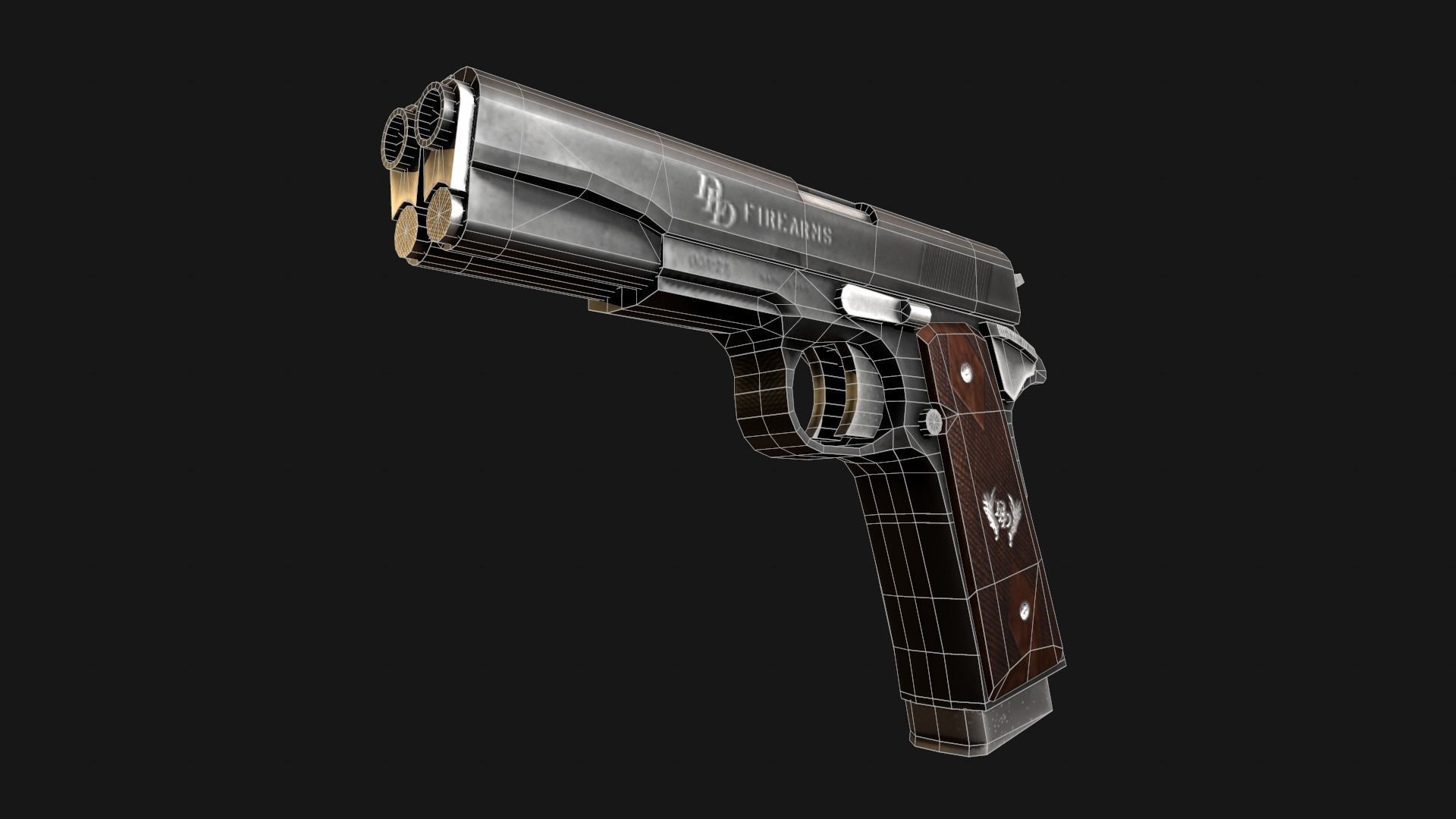 3D model Double Barrel 1911 Low-poly PBR game ready asset VR / AR / low ...