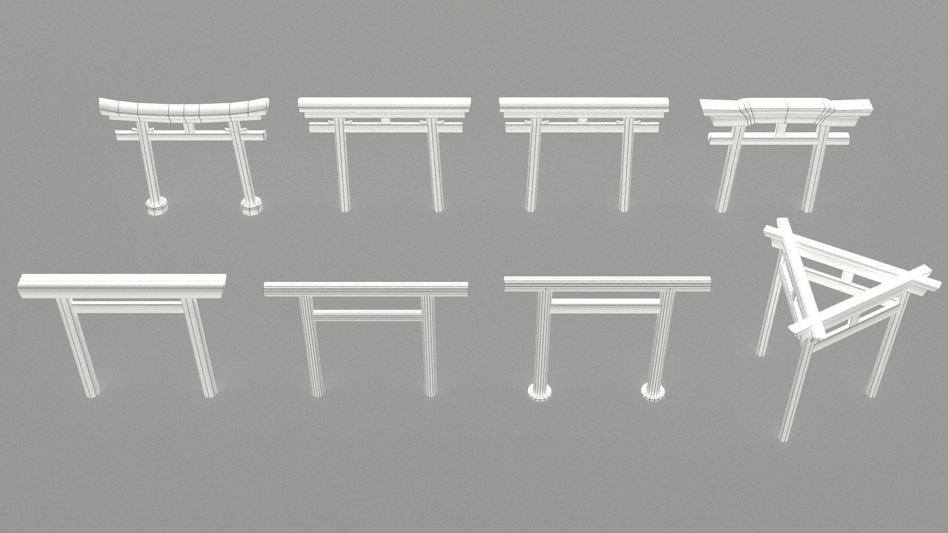 3D model Japanese Torii Set vol1 VR / AR / low-poly | CGTrader
