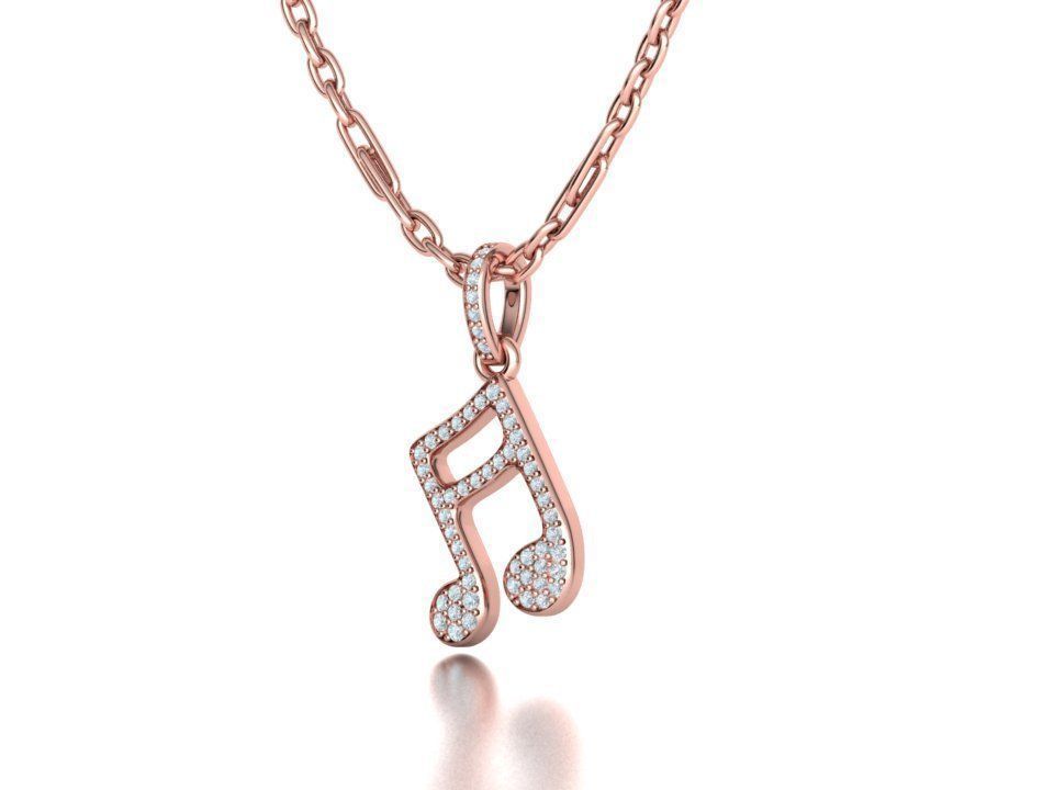 Music Note Pendants with Diamonds and Flat version 3D Model Collection ...